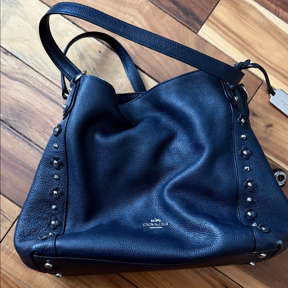 Coach | Bags | Coach Midnight Blue Leather Shoulder Bag | Poshmark